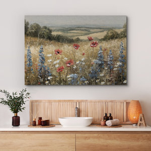 IDEA4WALL Rustic Countryside Relax Calm Landscape Nature Wildflowers Pictures Large Framed ...